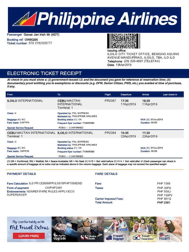 Electronic Ticket Receipt | PDF | Airlines | Baggage