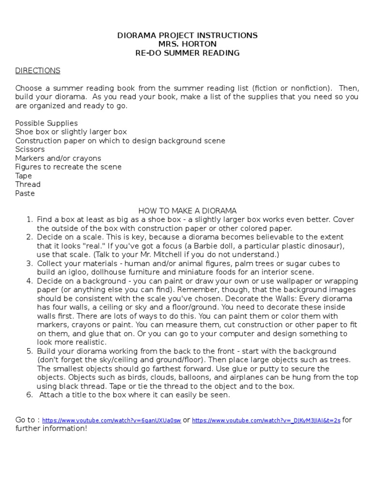 Diorama Project Instructions | PDF
