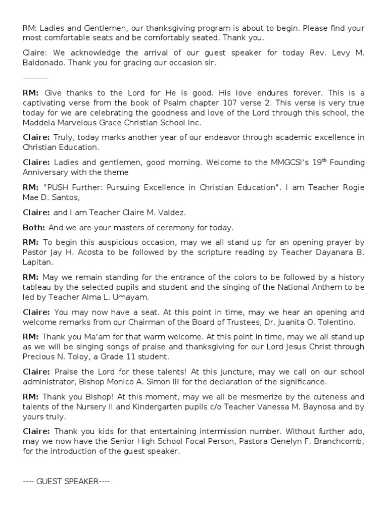 Emcee Script Foundation | PDF | Religious Behaviour And Experience ...