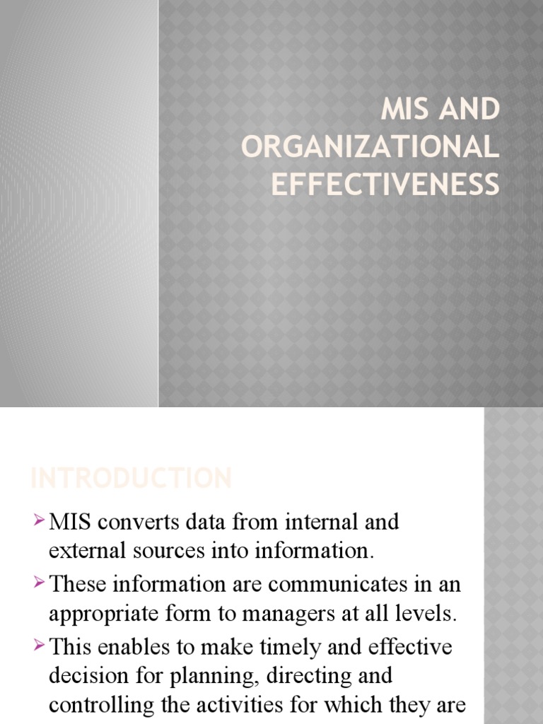 Mis and Organizational Effectiveness | PDF | Information | System