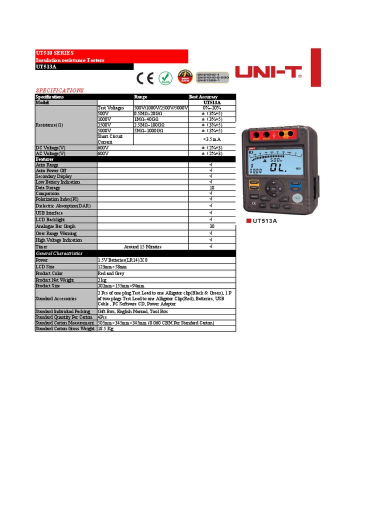 Unit-T Ut510 | PDF | Electrical Resistance And Conductance | Usb