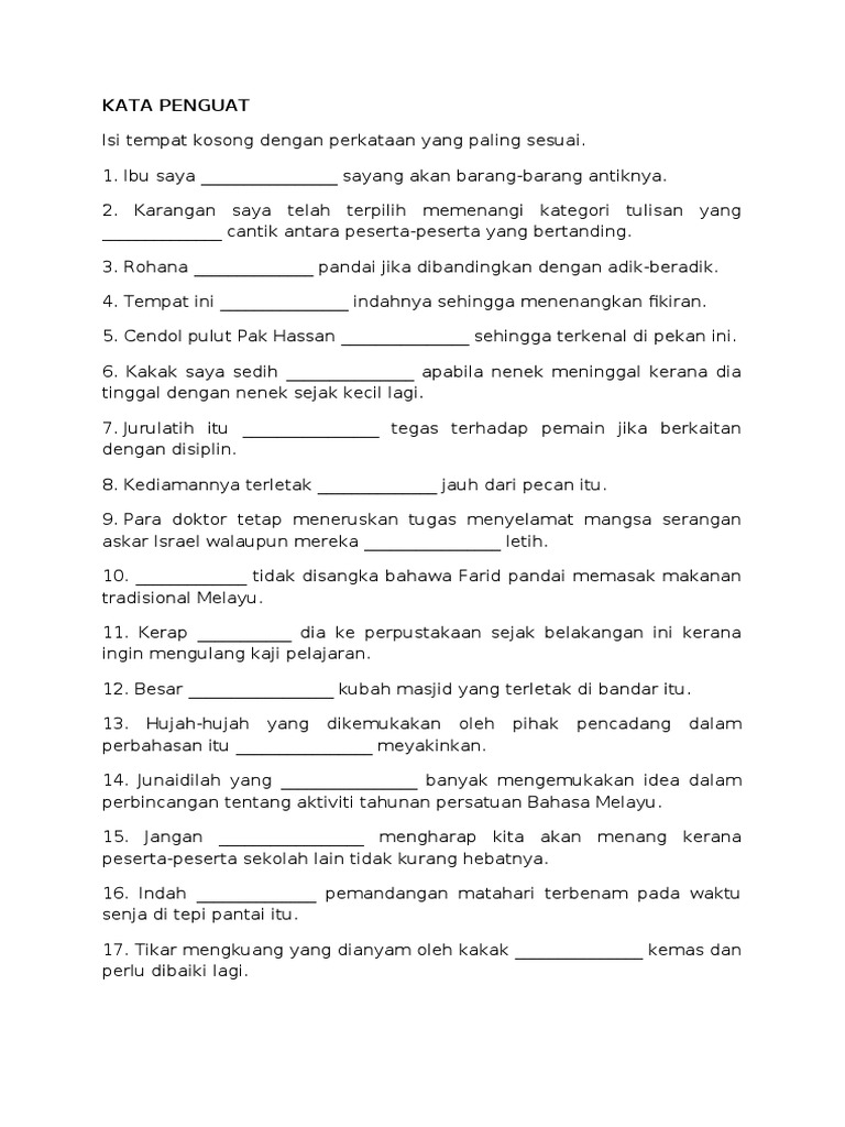 Kata Penguat Latihan 1 | PDF
