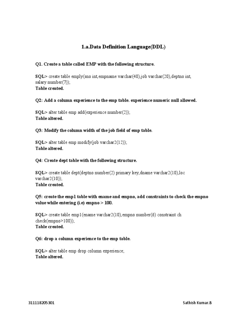 Sql Ddl Dml Dcl And Functions Guide Pdf Data Model Data Management 7369