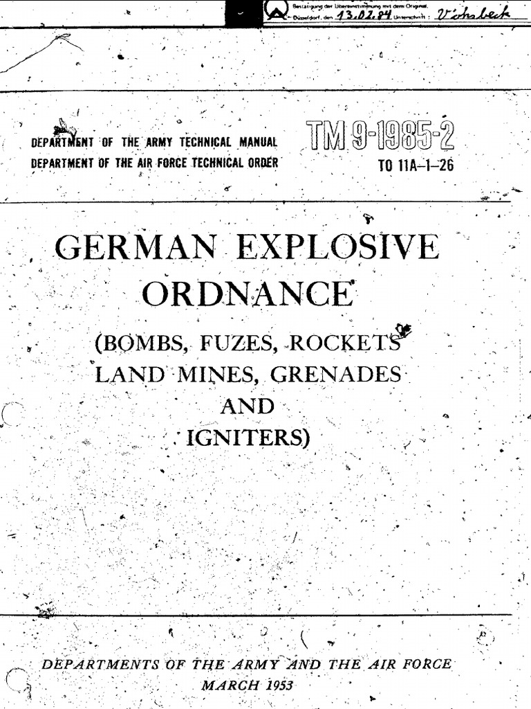 TM 9 1985 2 German Explosive Ordnance Bombs Fuzes 1953 | PDF
