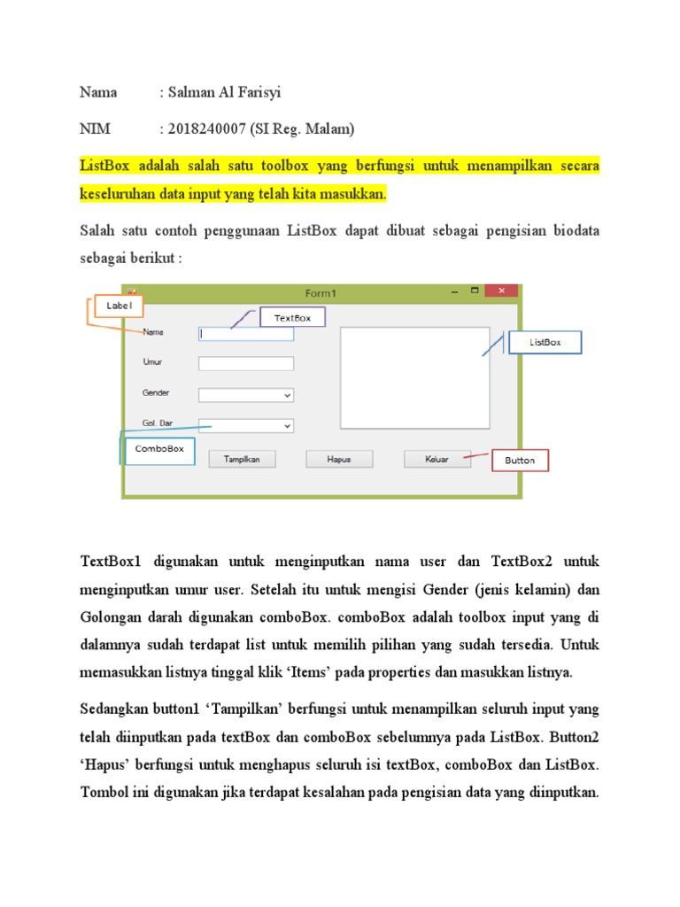 Kegunaan Combo Box Dan List Box | PDF