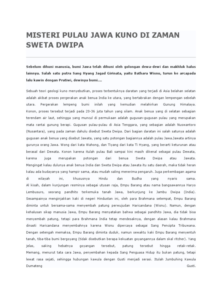 Sejarah Pulau Jawa Kuno dan Sweta Dwipa | PDF | Agama & Spiritualitas