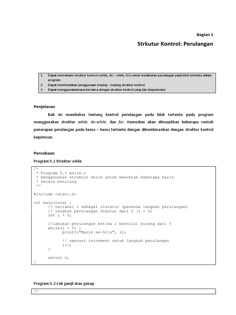 05 Struktur Kontrol Perulangan - Latihan PDF | PDF | Komputer