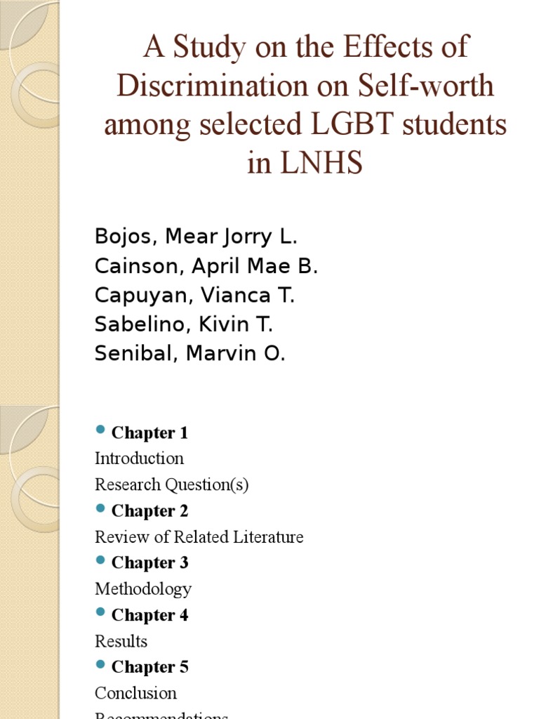 A Study On The Effects of Discrimination On | PDF | Homosexuality | Lgbt