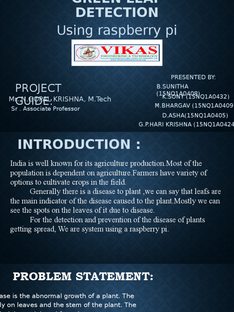 Green Leaf Disease Detection | PDF | Raspberry Pi | Agriculture
