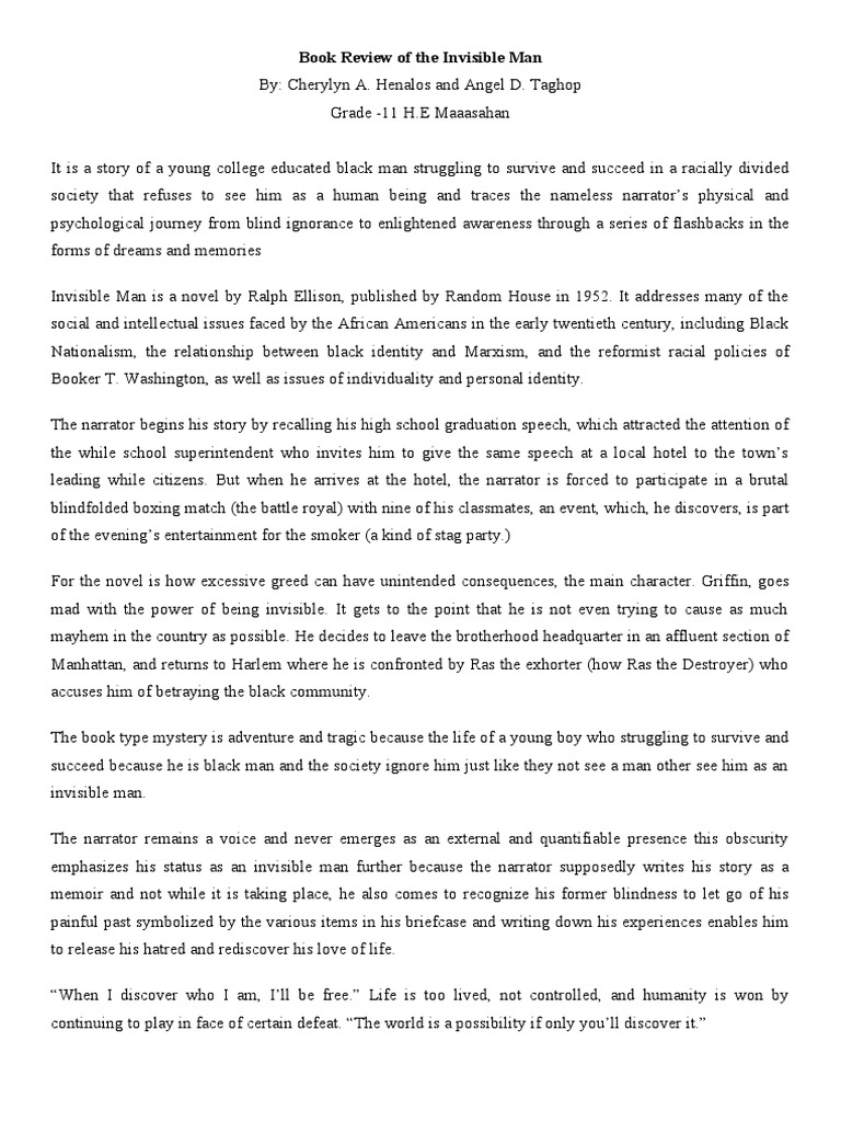 Book Review of The Invisible Man | PDF