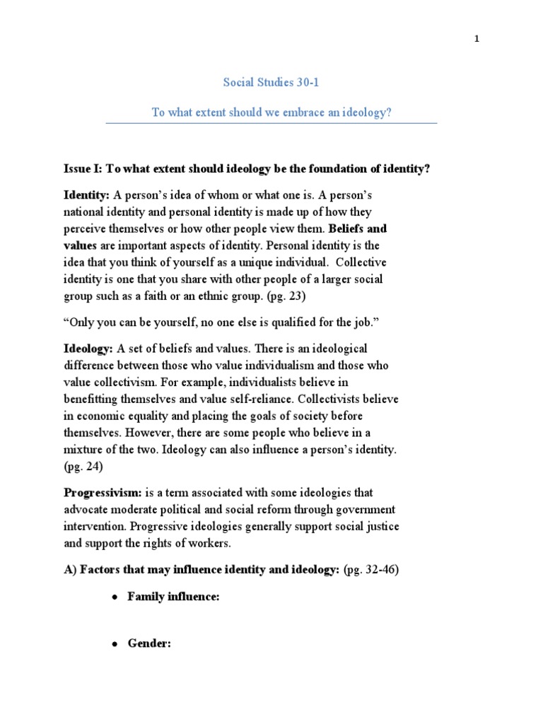 Social Studies 30-1 To What Extent Should We Embrace An Ideology? | PDF ...