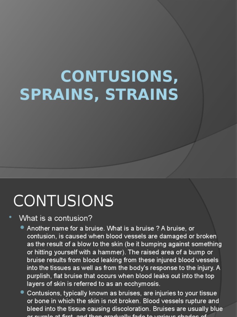 Contusions, Sprains, Strains | PDF | Knee | Injury