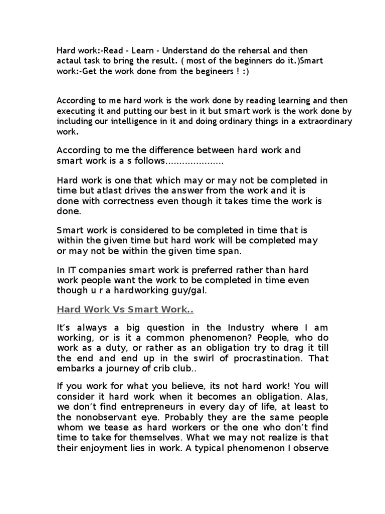 Hard Work | PDF | Contentment | Happiness