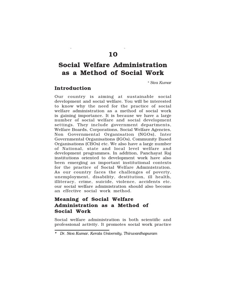 Bswe-003 Block-2-UNIT-10-small Size PDF | PDF | Social Work | Welfare