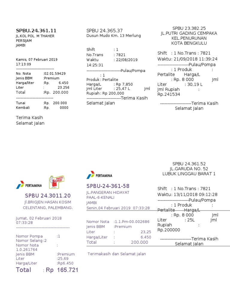 Struk Bensin 2 | PDF