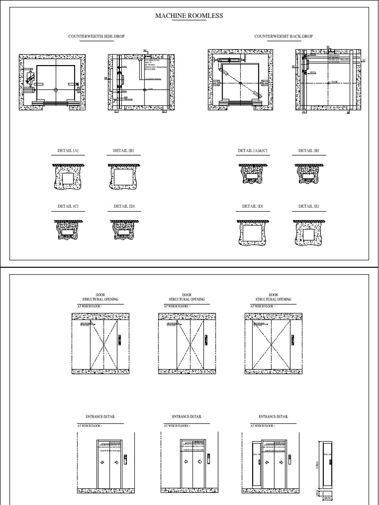MRL Elevator Technical Drawing Details | PDF | Elevator | Architectural ...