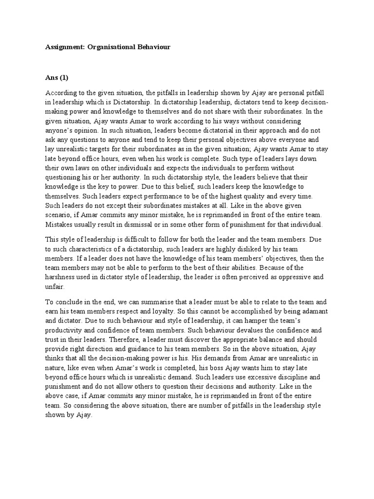 Leadership Styles in Organizational Behavior | PDF | Self Actualization ...