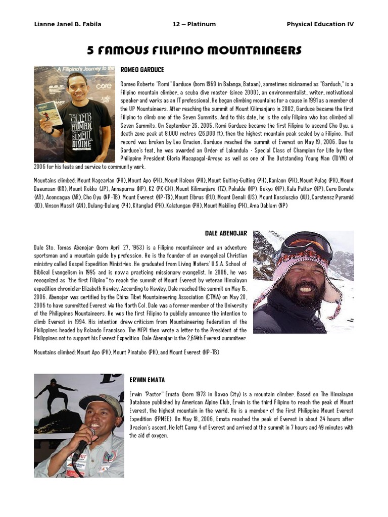 Romi Garduce: First Filipino on Everest | PDF | Mountains Of Nepal ...