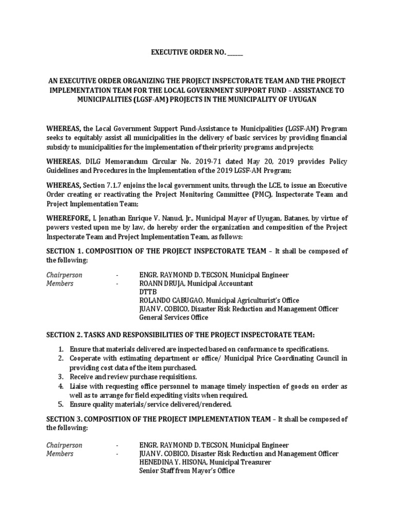 EO Project Inspectorate Team and Project Implementation Team | PDF ...