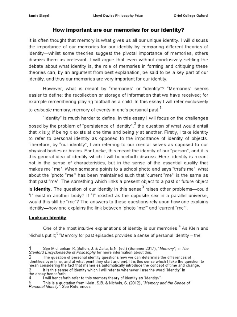 How Important Are Our Memories For Our Identity | PDF | Mind | Identity ...