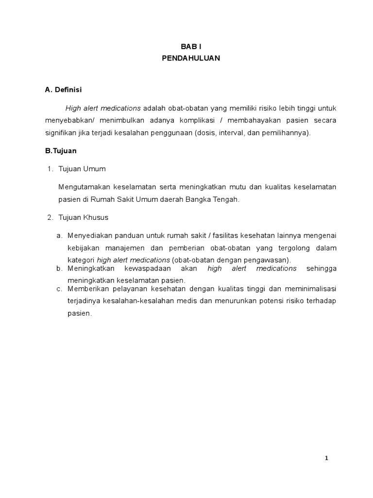 Panduan Obat High Alert | PDF