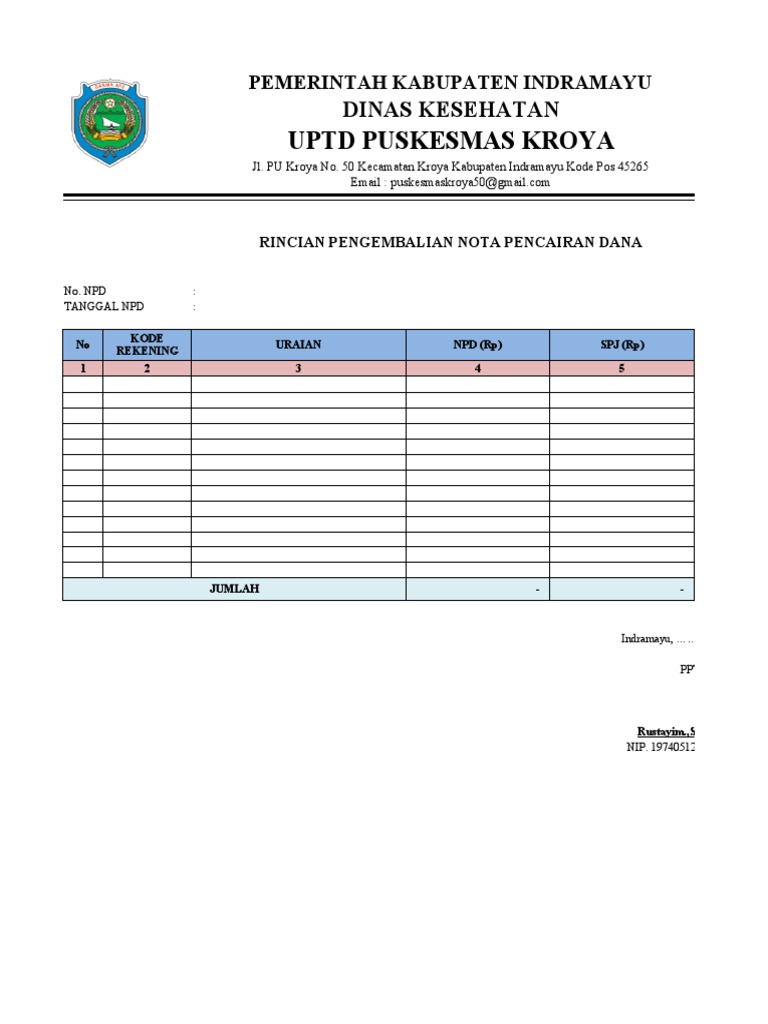 Format 3 - Rincian Pengembalian NPD | PDF