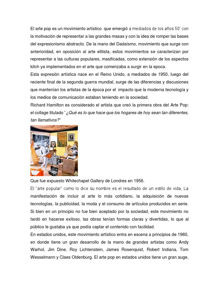 El Arte Pop | PDF | Andy Warhol | Pinturas