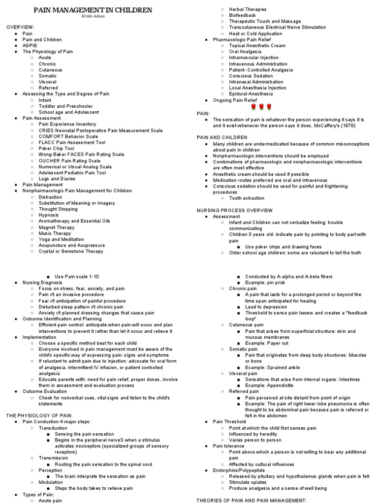 Pain Management in Children | Download Free PDF | Pain Management | Pain