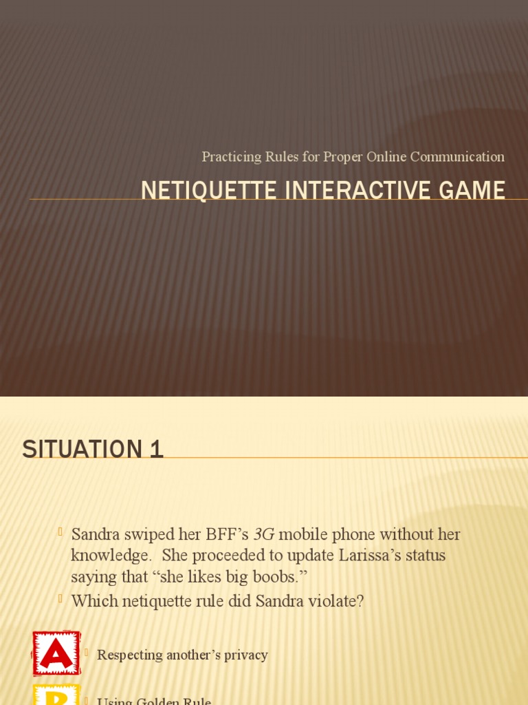 Netiquette Rules: Interactive Scenarios | PDF | Wellness | Mystery ...