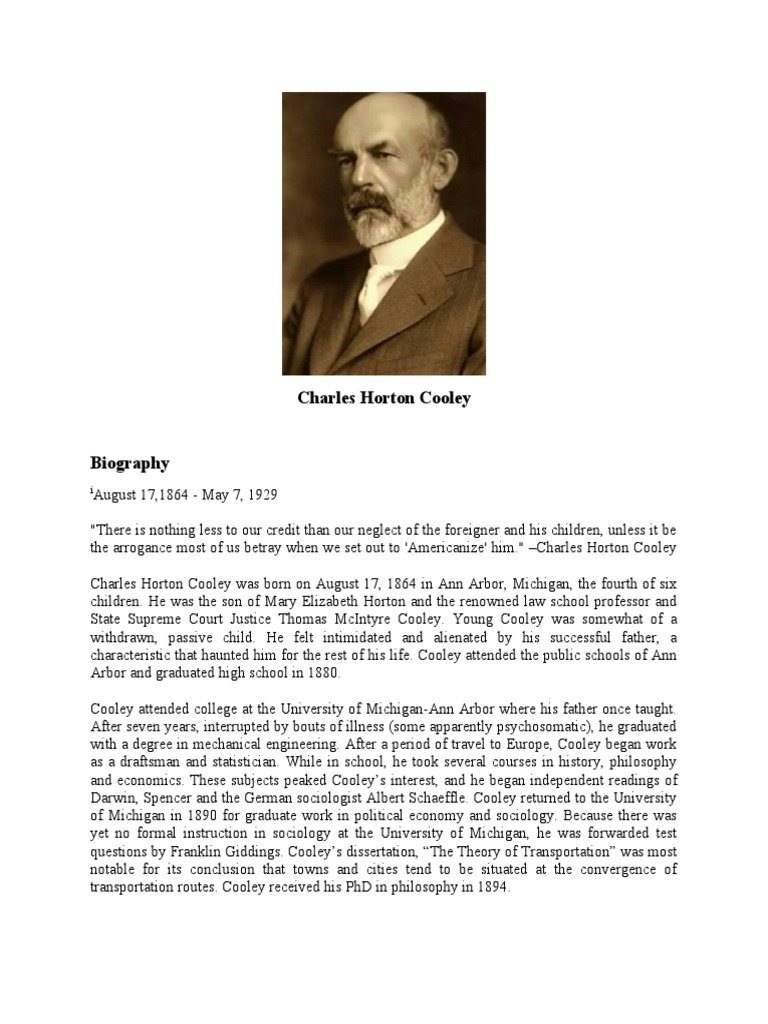 Charles Horton Cooley Looking Glass Self | PDF | Behavioural Sciences ...
