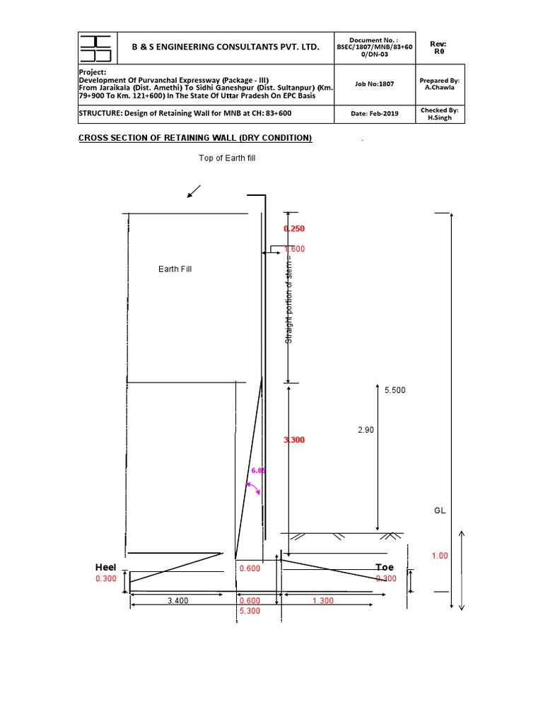 Return Wall 10m | PDF | Physics | Civil Engineering