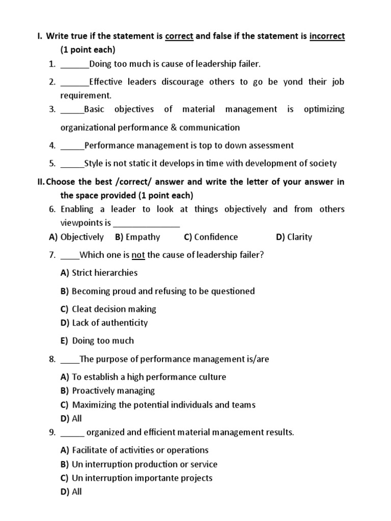 Write True If The Statement Is Correct and False If The Statement Is Incorrect | PDF | Expert ...
