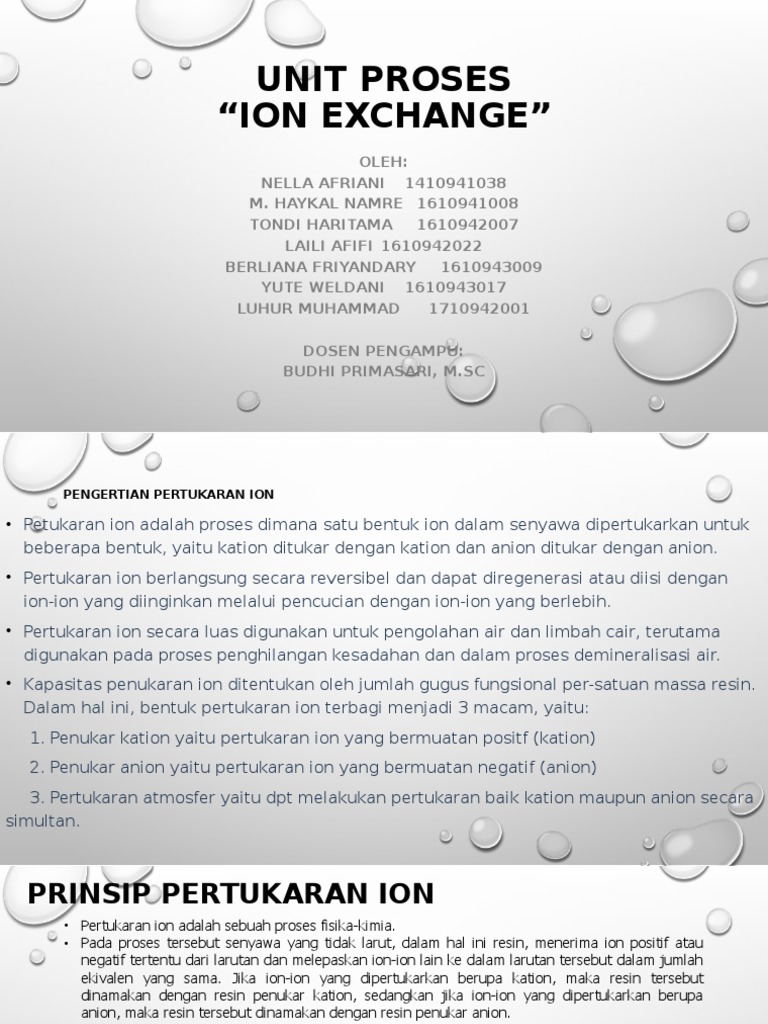Unit Proses Ion Exchange | PDF
