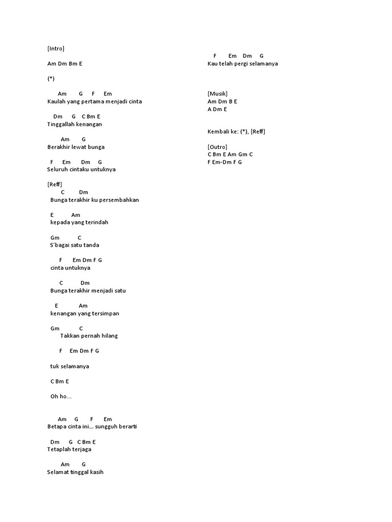 Bunga Terakhir Chord | PDF | Song Structure | Musical Compositions