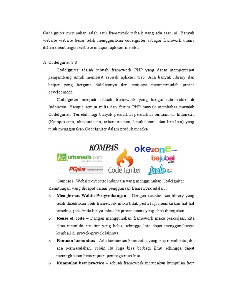 Codeigniter Merupakan Salah Satu Framework Terbaik Yang Ada Saat Ini | PDF | Seni | Komputer