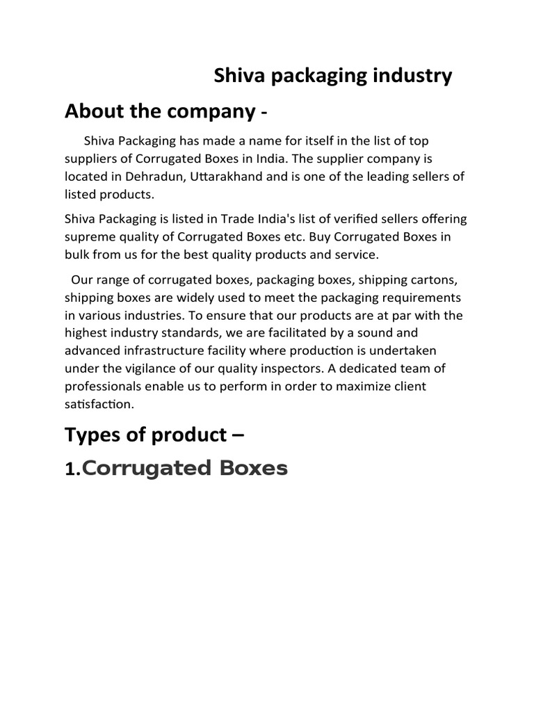 Shiva Packaging Industry Copy123 Pdf Packaging And Labeling