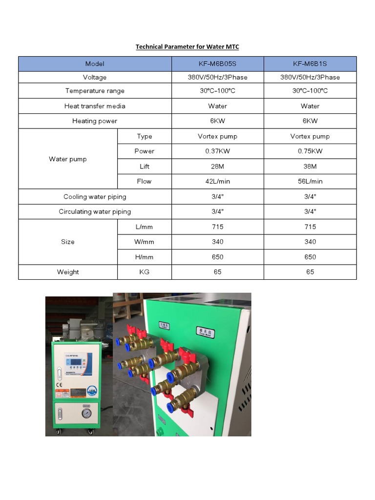 6KW MTC Water - Technical Parameter - SV Technologies | PDF