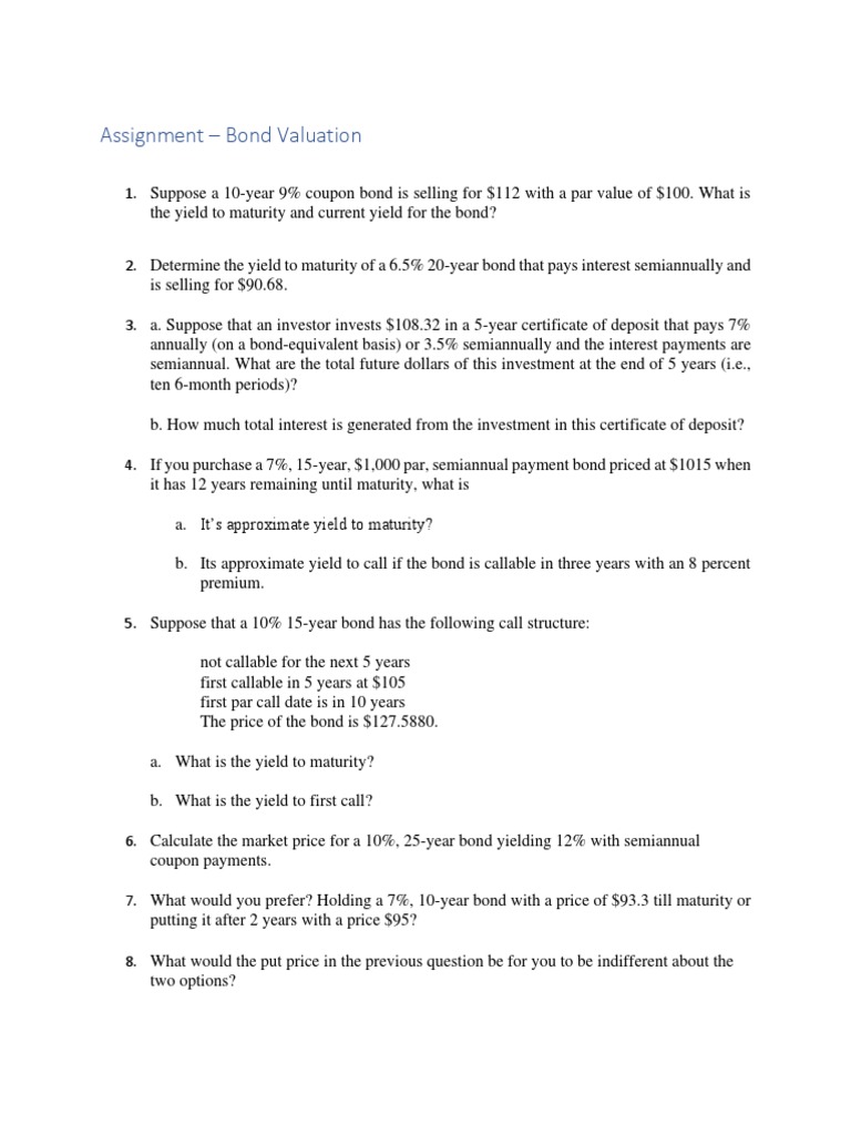 Bond Valuation and Yield Analysis | PDF
