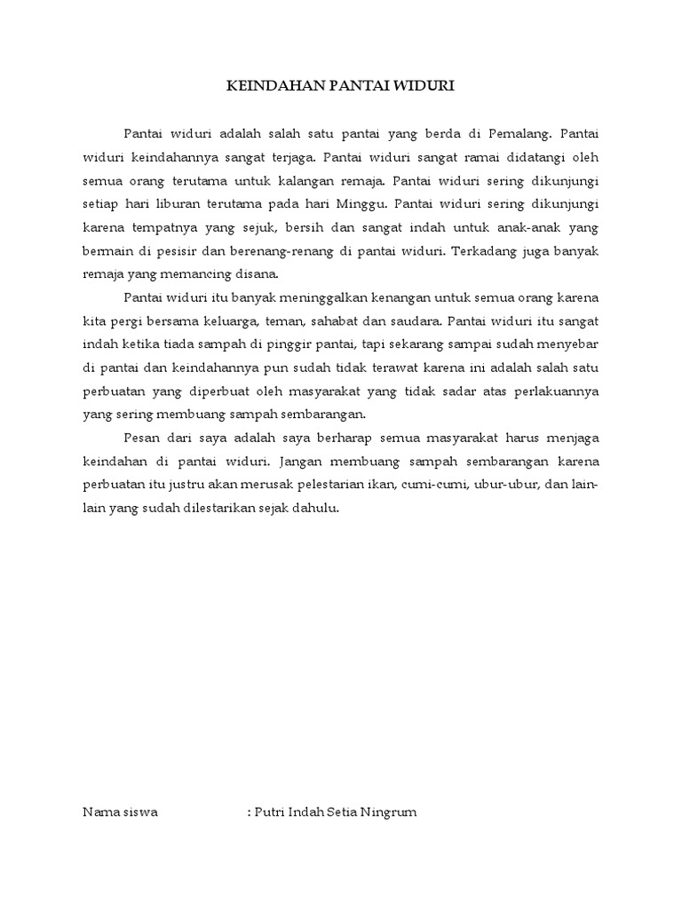 Keindahan Pantai Widuri | PDF