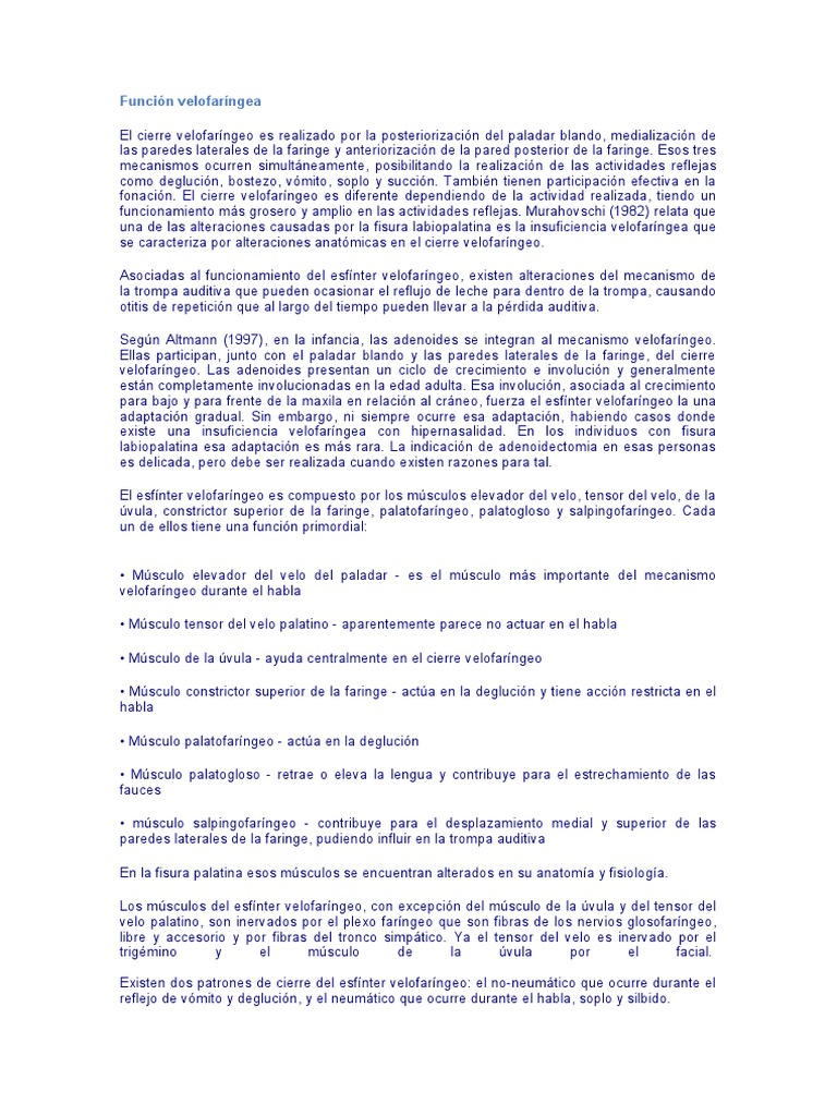 La función del esfínter velofaríngeo y sus implicaciones en el ...