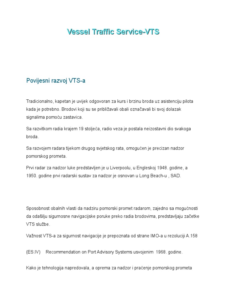 Vessel Traffic Service-VTS | PDF