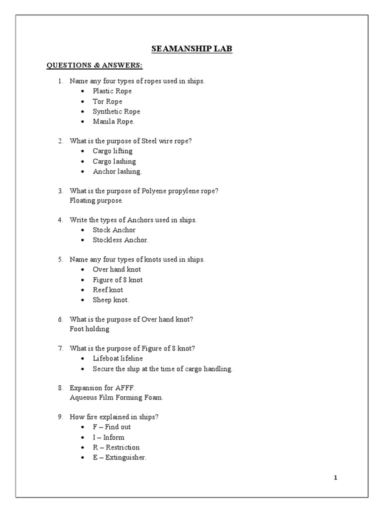 Seamanship Lab | PDF | Anchor | Water Transport