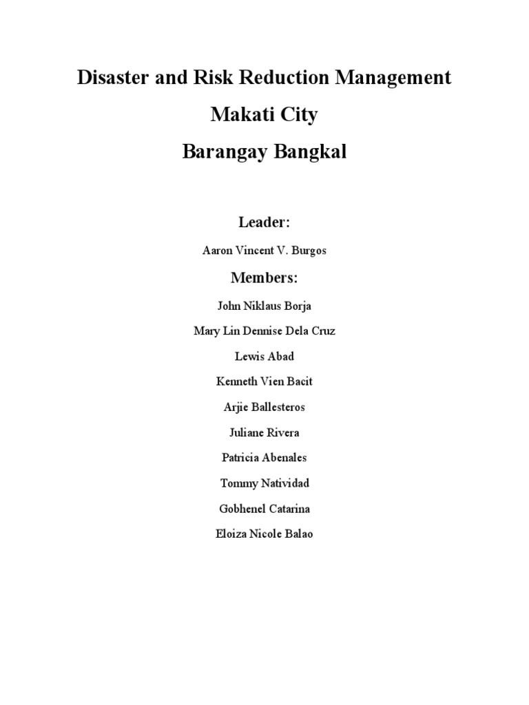 Disaster and Risk Reduction Management | PDF | Disaster Risk Reduction ...