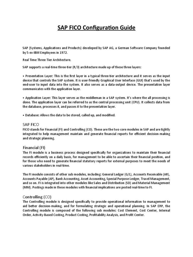 SAP FICO Configuration Guide | Download Free PDF | Organizational ...