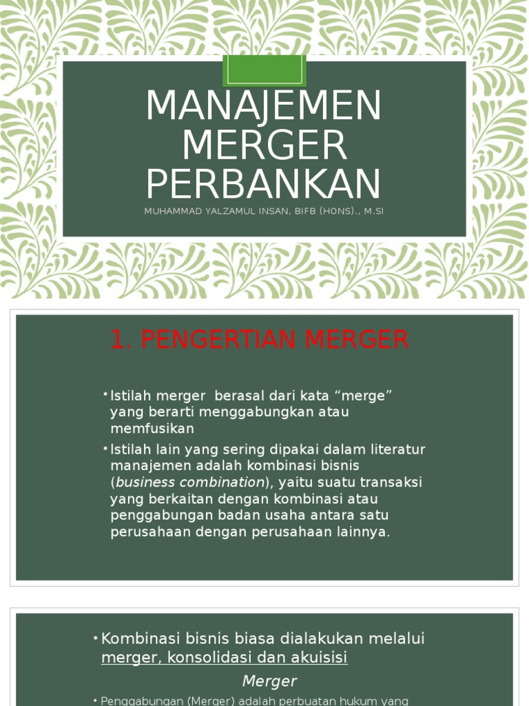 Pengertian dan Proses Merger Perbankan | PDF