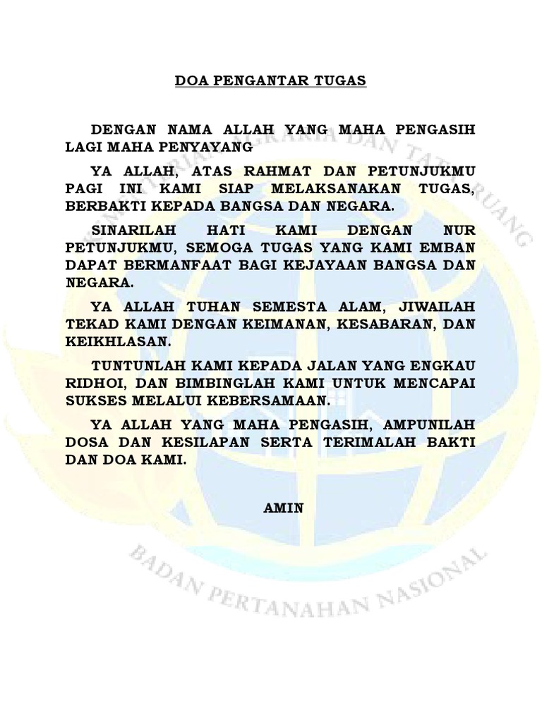 Doa Pengantar Tugas untuk TNI | PDF | Kajian Bahasa Asing | Hukum