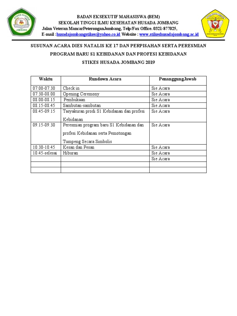 Susunan Acara Dies Natalis New | PDF