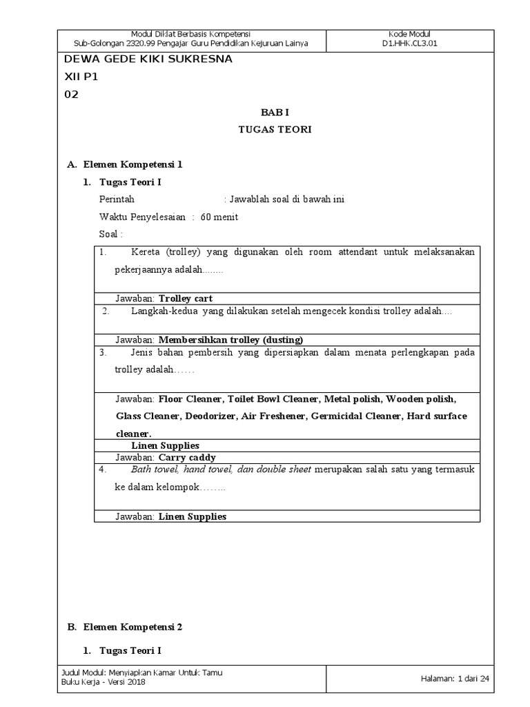 Tugas Housekeeping | PDF