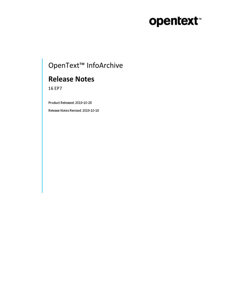 InfoArchive 16.7 Release Notes PDF | PDF | Cloud Computing ...