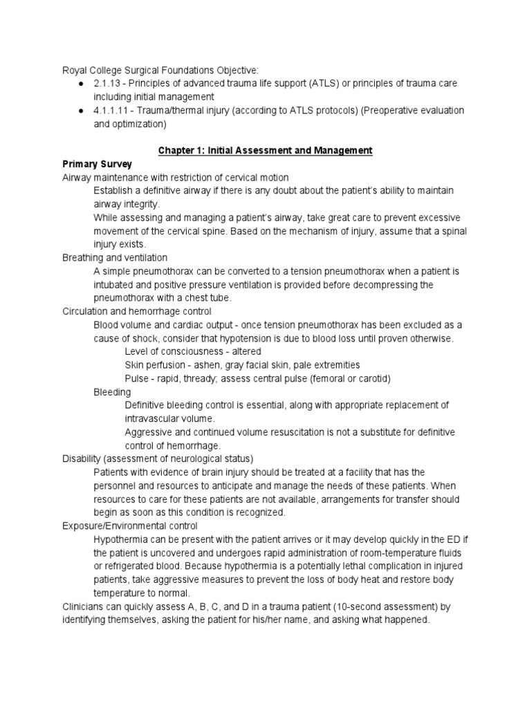 ATLS Note Ed 10 | PDF | Shock (Circulatory) | Medical Emergencies